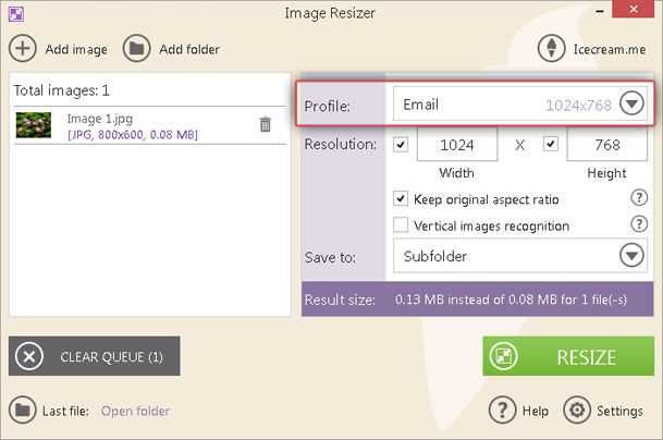 Resize JPEG Image with JPEG image resizer - Icecream Apps